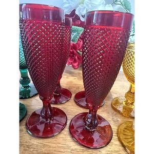 Dining | Vintage Jewel Tone Diamond Point Goblets Holiday Bar Cart ...